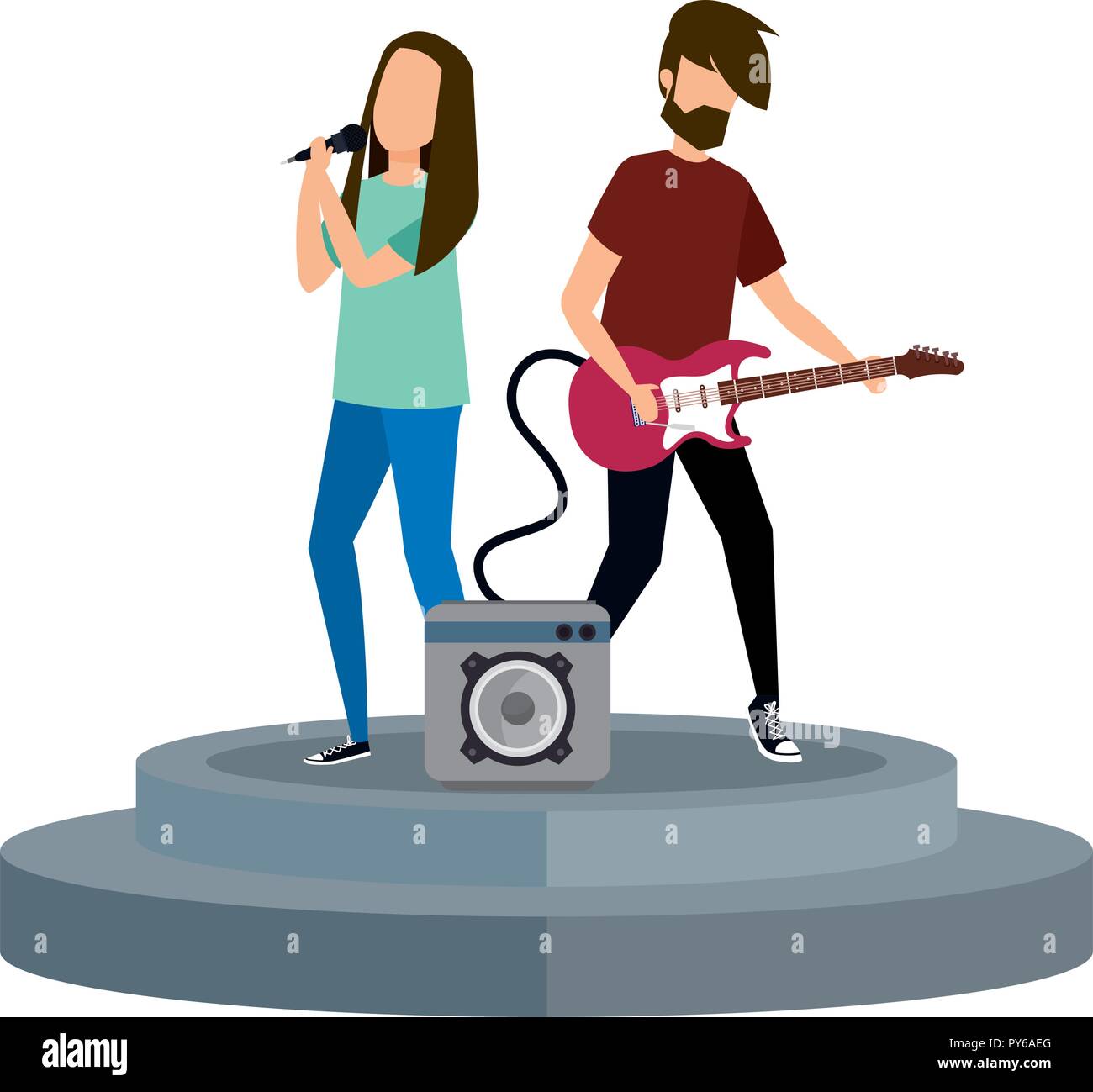 musical duet on circular stage vector illustration design Stock Vector ...