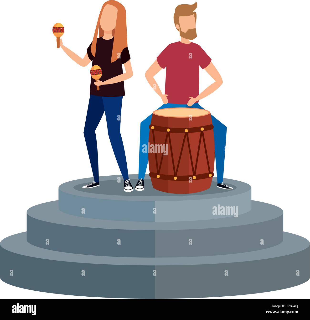 musical duet on circular stage vector illustration design Stock Vector ...