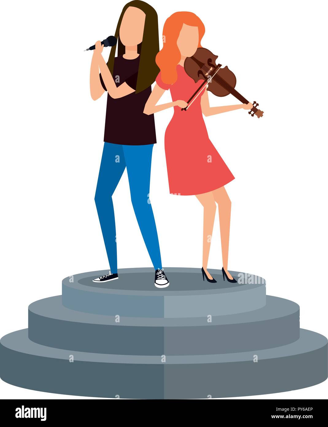 musical duet on circular stage vector illustration design Stock Vector ...