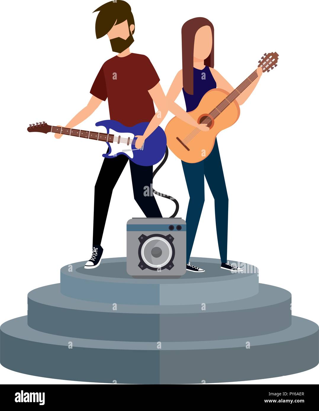 musical duet on circular stage vector illustration design Stock Vector ...