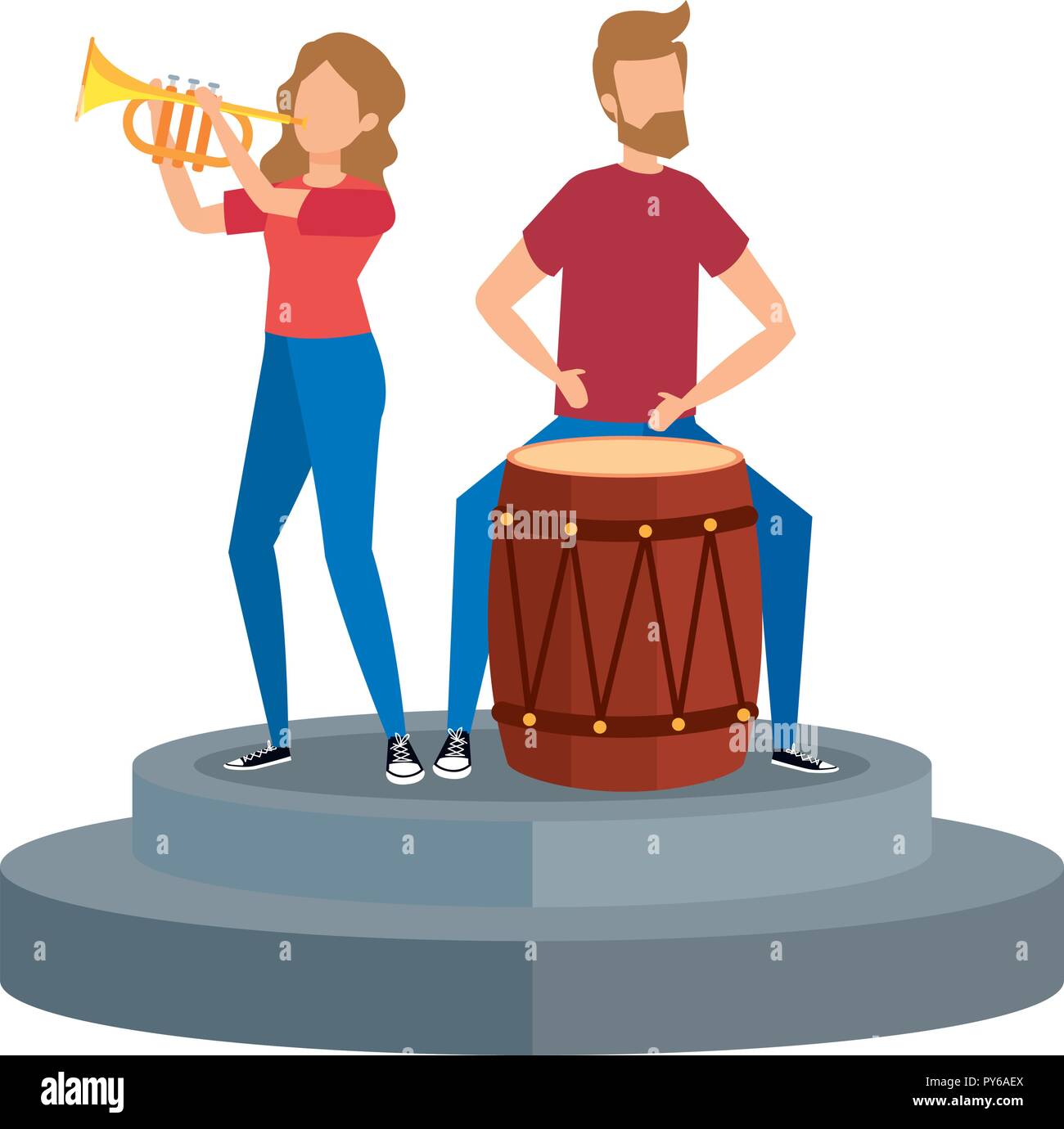 musical duet on circular stage vector illustration design Stock Vector ...