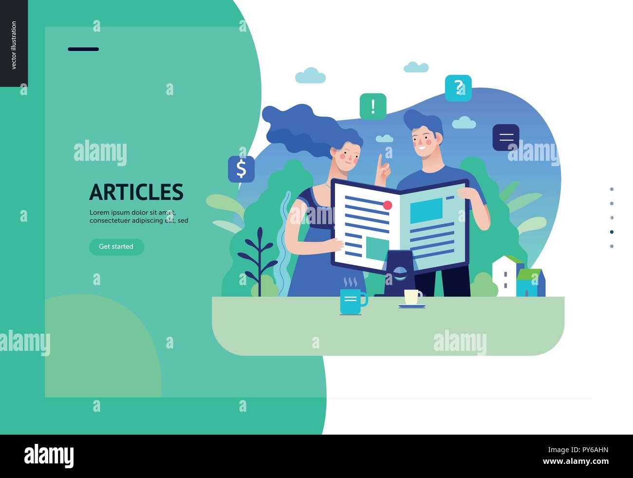 Newspaper tablet man woman Stock Vector Images - Alamy