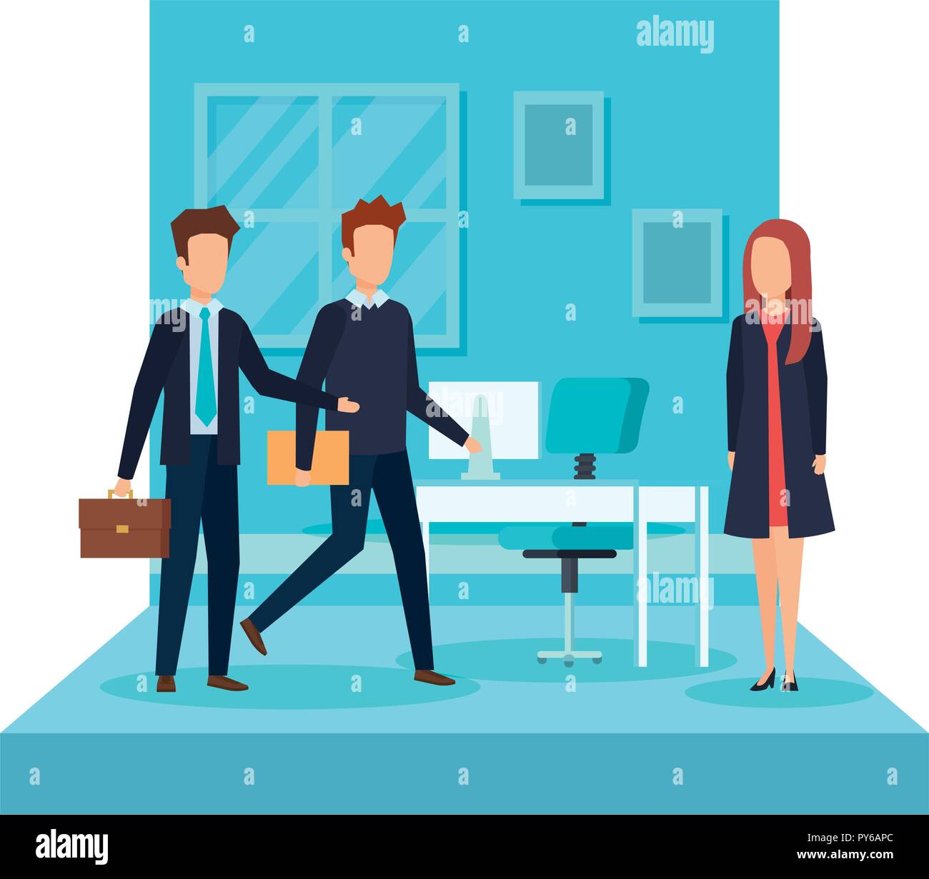 elegant business people in the workplace vector illustration design ...
