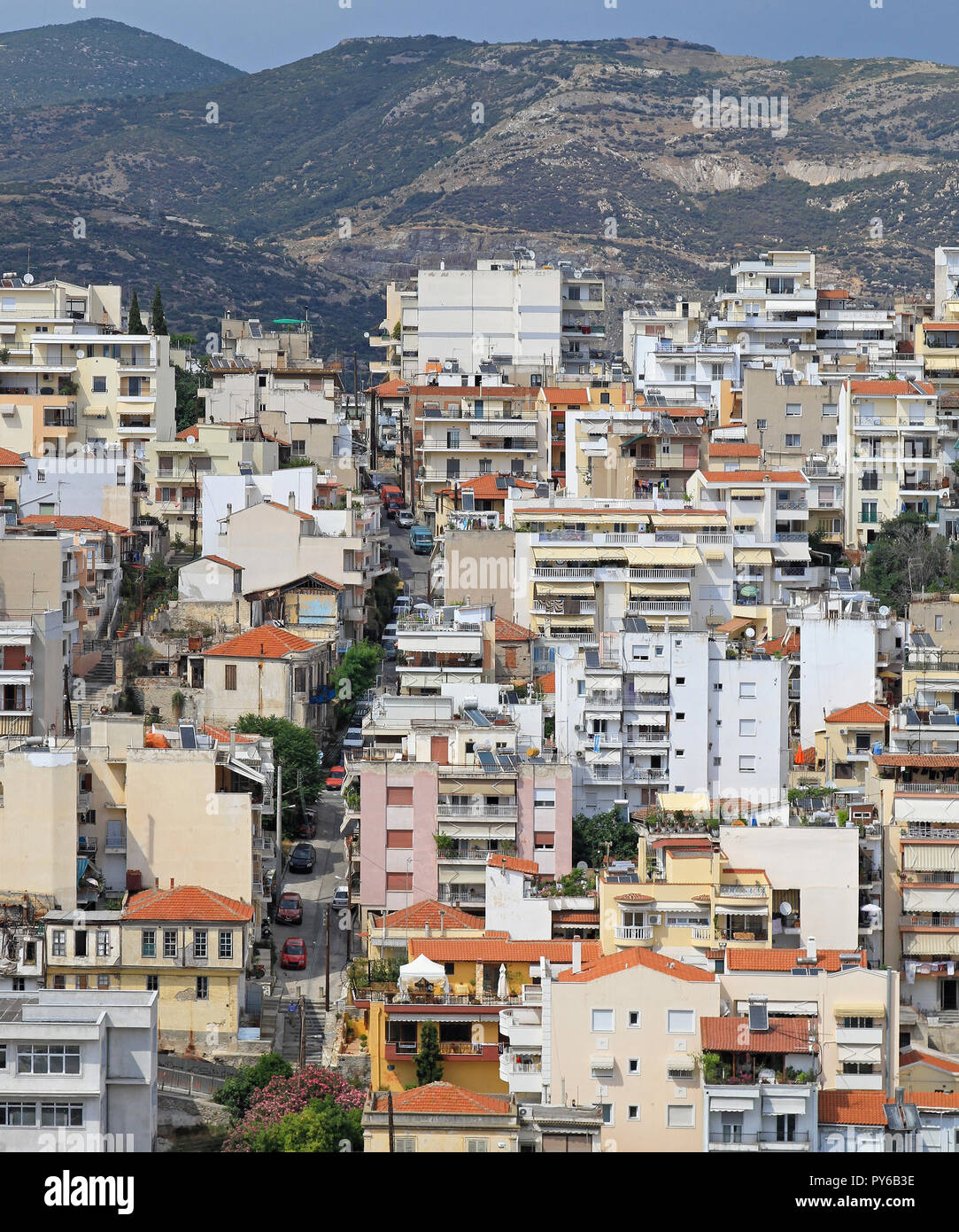 Aerial photo of Kavala streets in Greece Stock Photo - Alamy