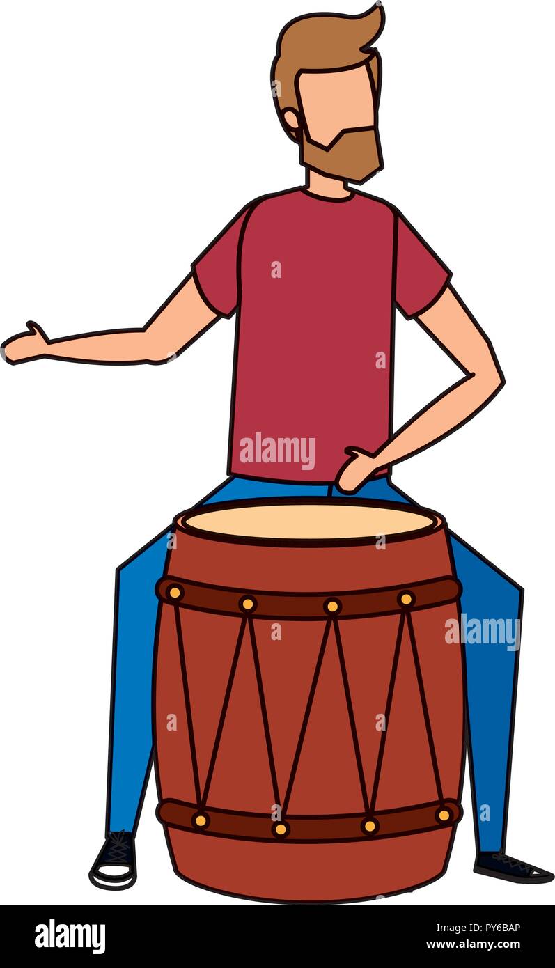 man playing bongo tropical instrument vector illustration design Stock ...