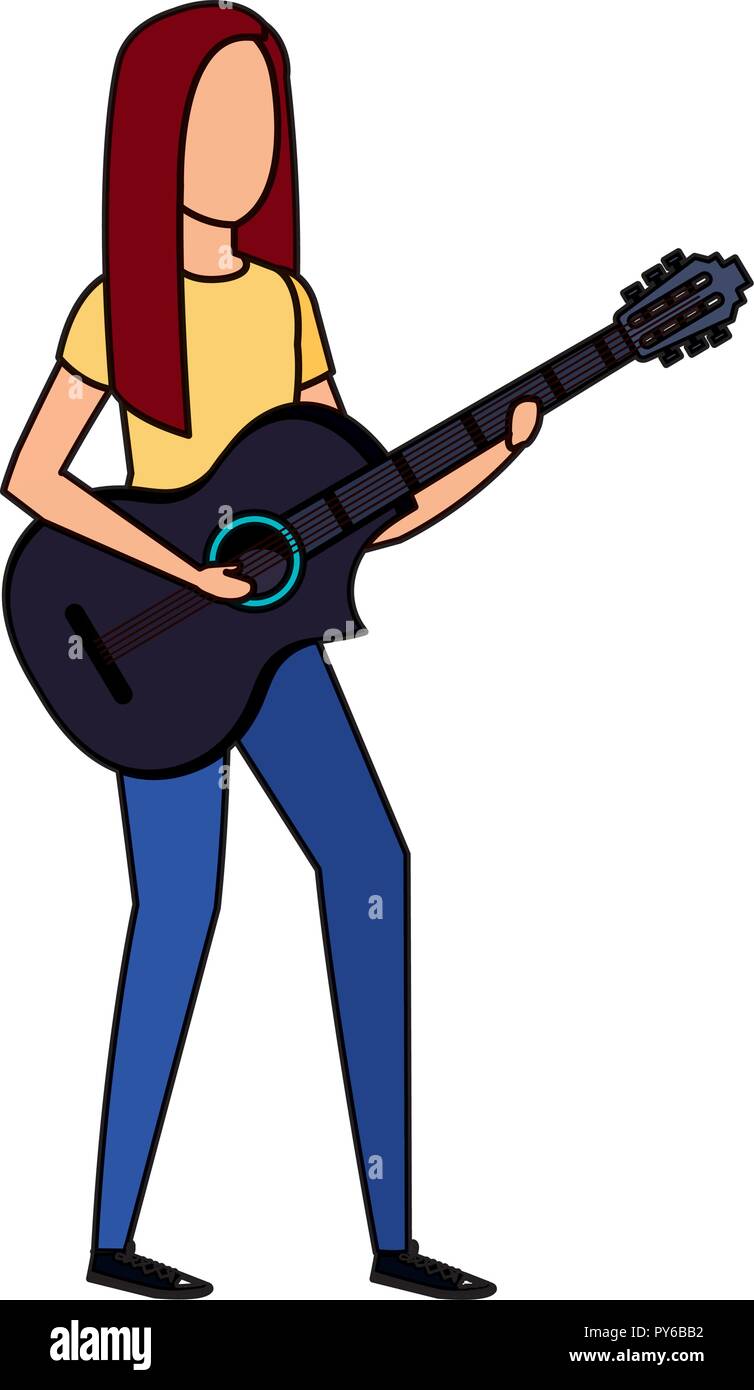 Woman playing classical guitar Stock Vector Images - Alamy