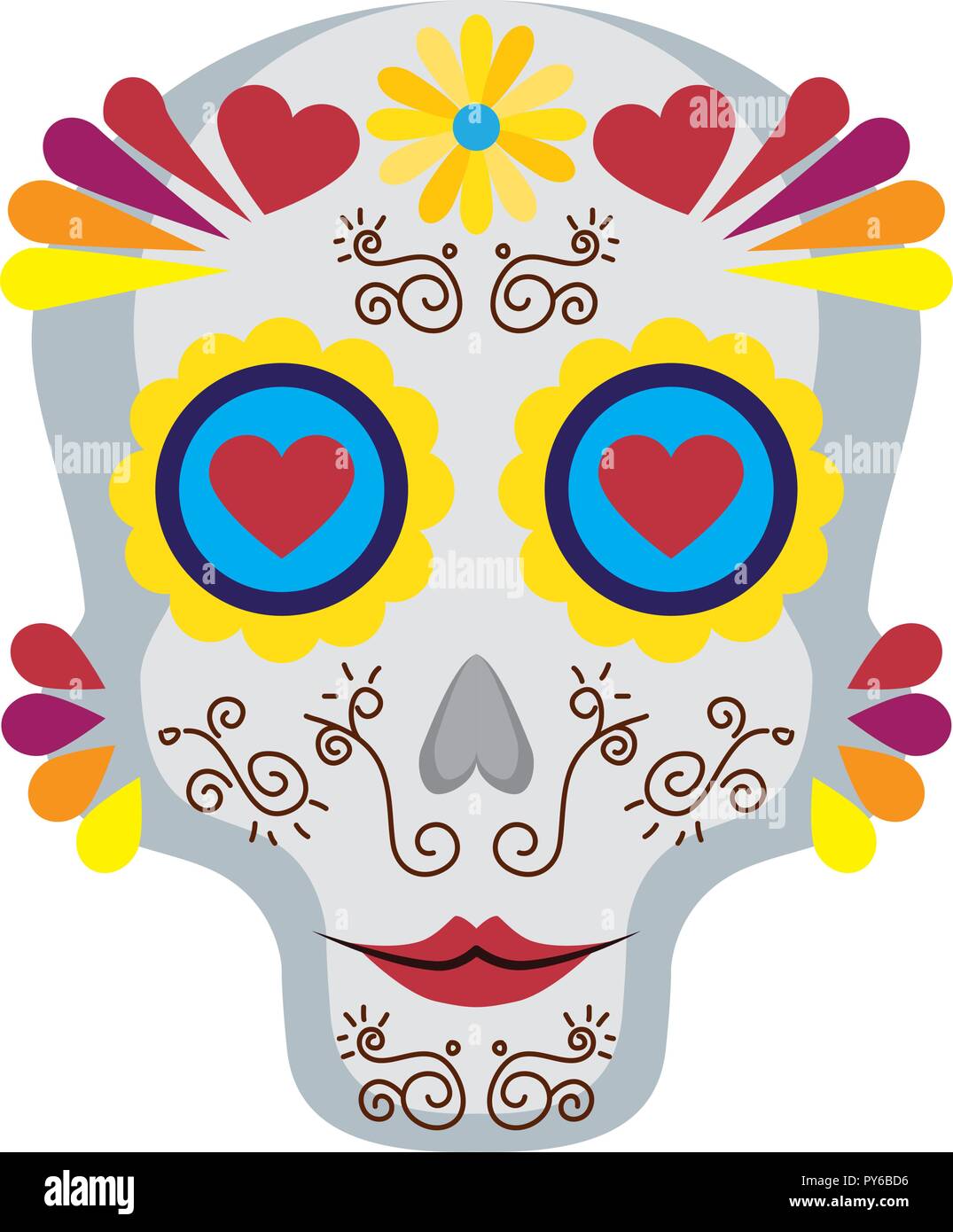 mask of the santa death with flowers vector illustration design Stock ...