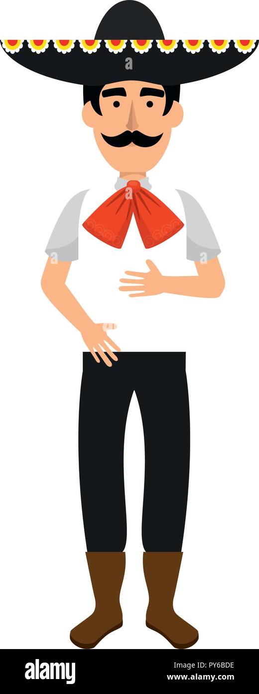 traditional mexican mariachi character vector illustration design Stock ...