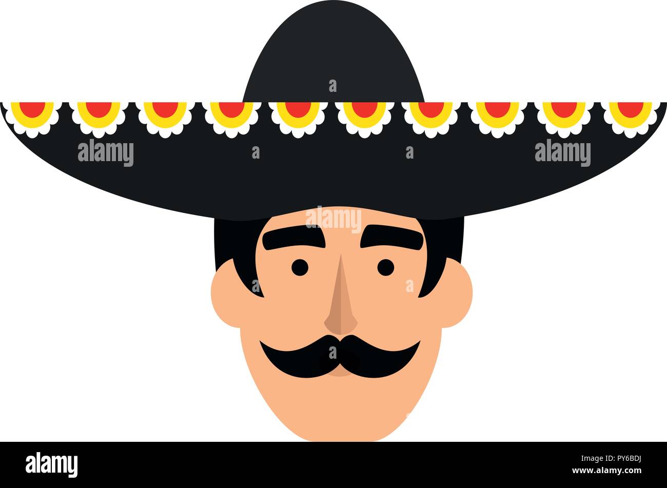 traditional mexican mariachi head character vector illustration design ...