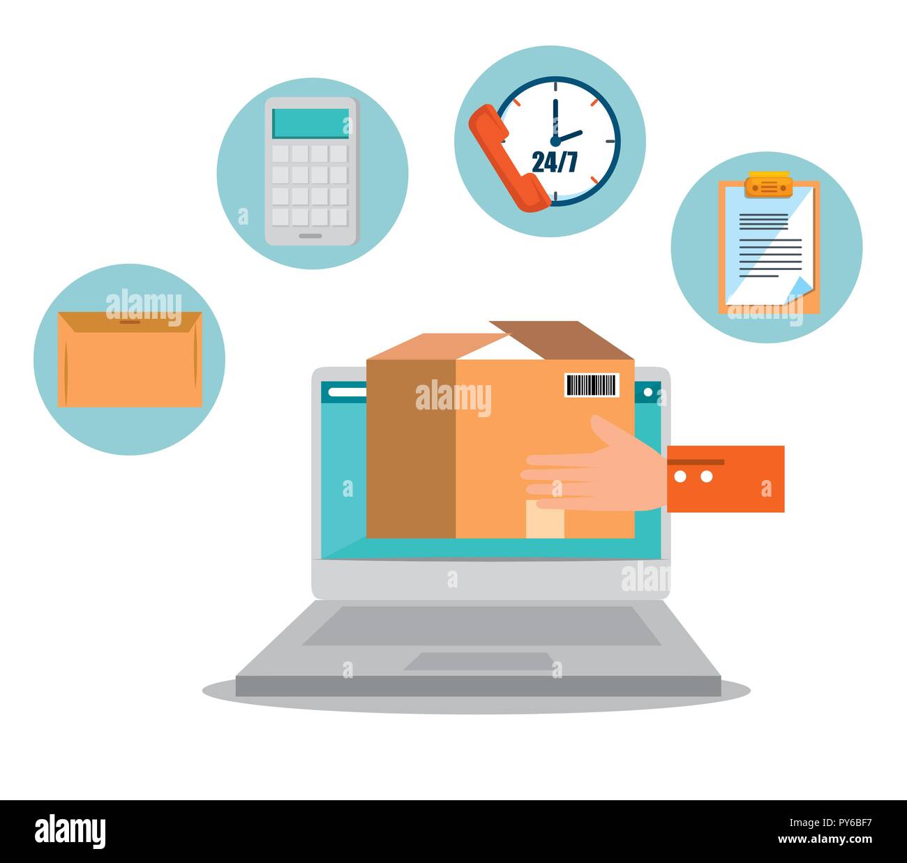 Logistics laptop computer delivery transportation Cut Out Stock Images ...