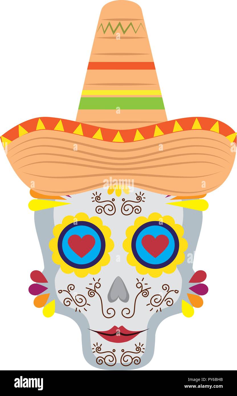 mask of the santa death with hat vector illustration design Stock ...