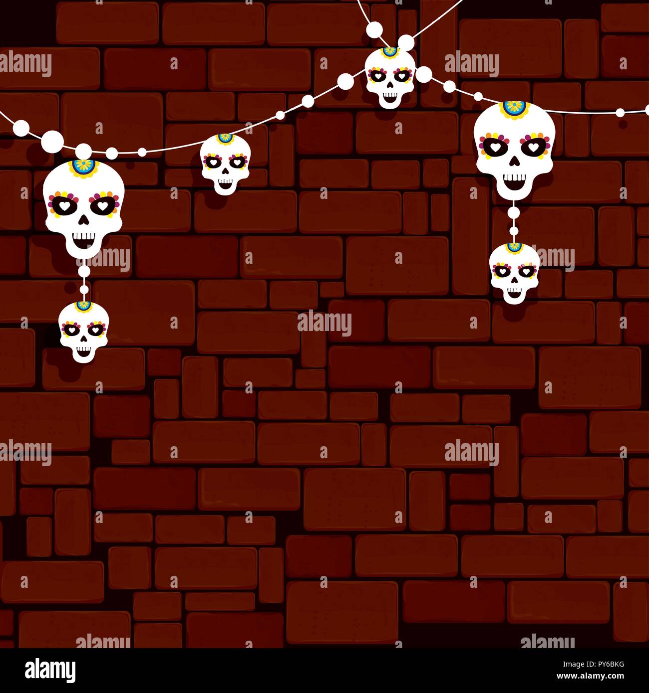 masks of the santa death hanging in the wall vector illustration design ...