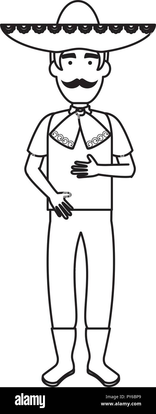 traditional mexican mariachi character vector illustration design Stock ...