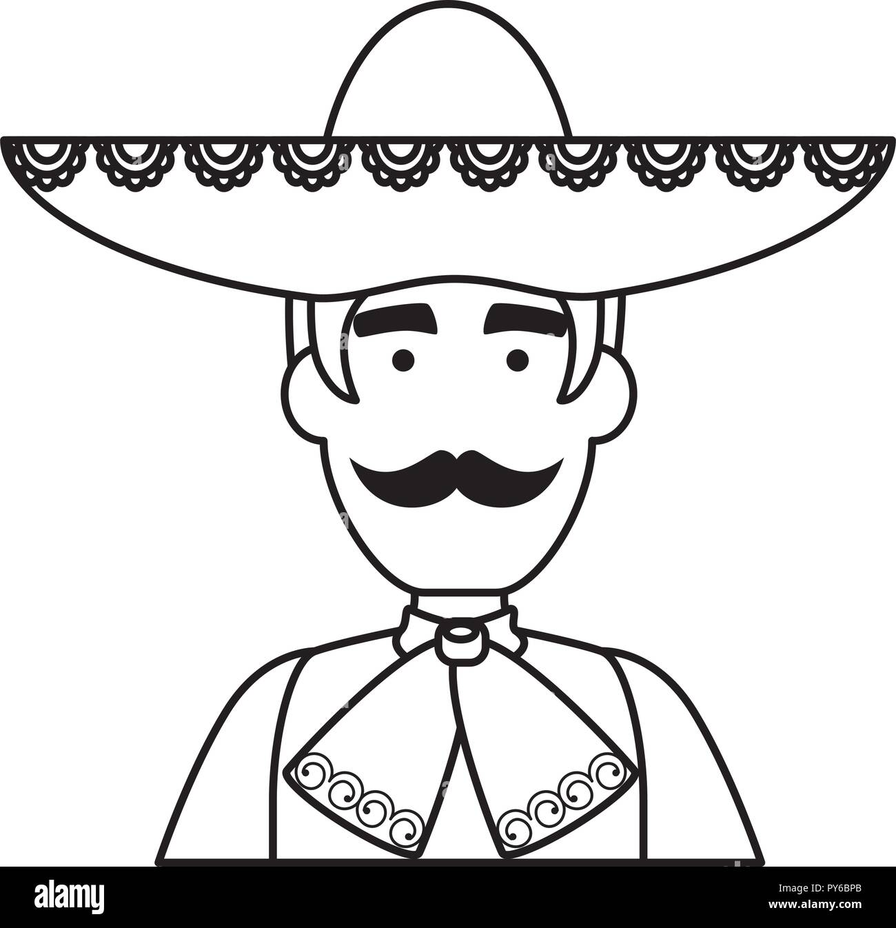 traditional mexican mariachi character vector illustration design Stock ...