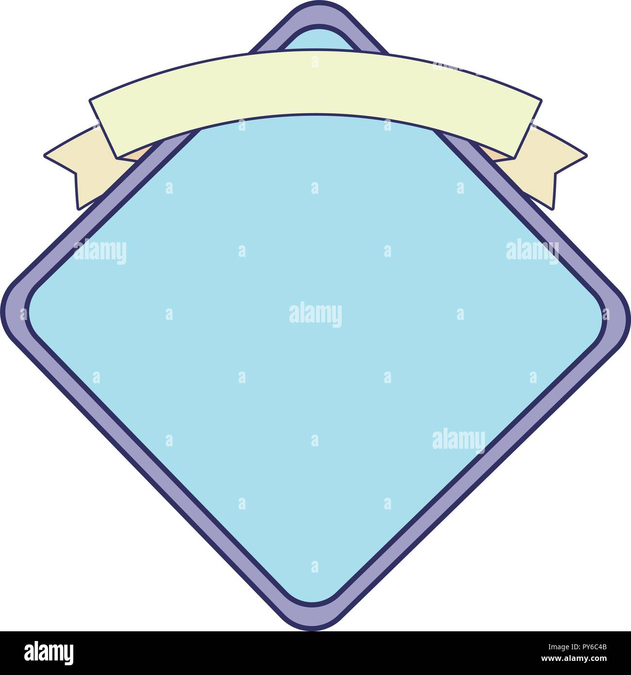 decorative rhombus and ribbon over white background, vector ...