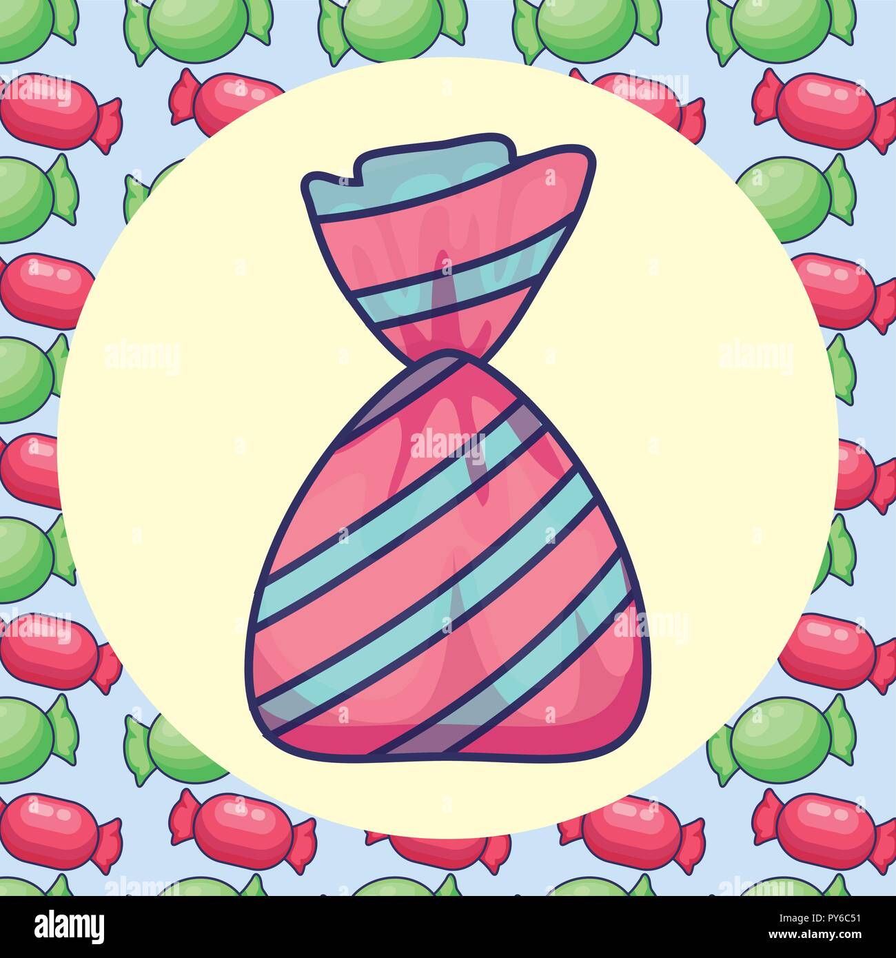 candy bag icon over candies background, vector illustration Stock ...