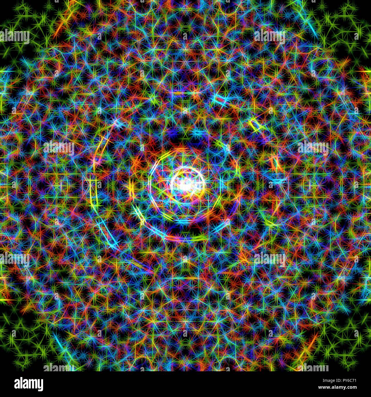 A colorful and vivid image with abstract Sacred Geometry. A psychedelic ...