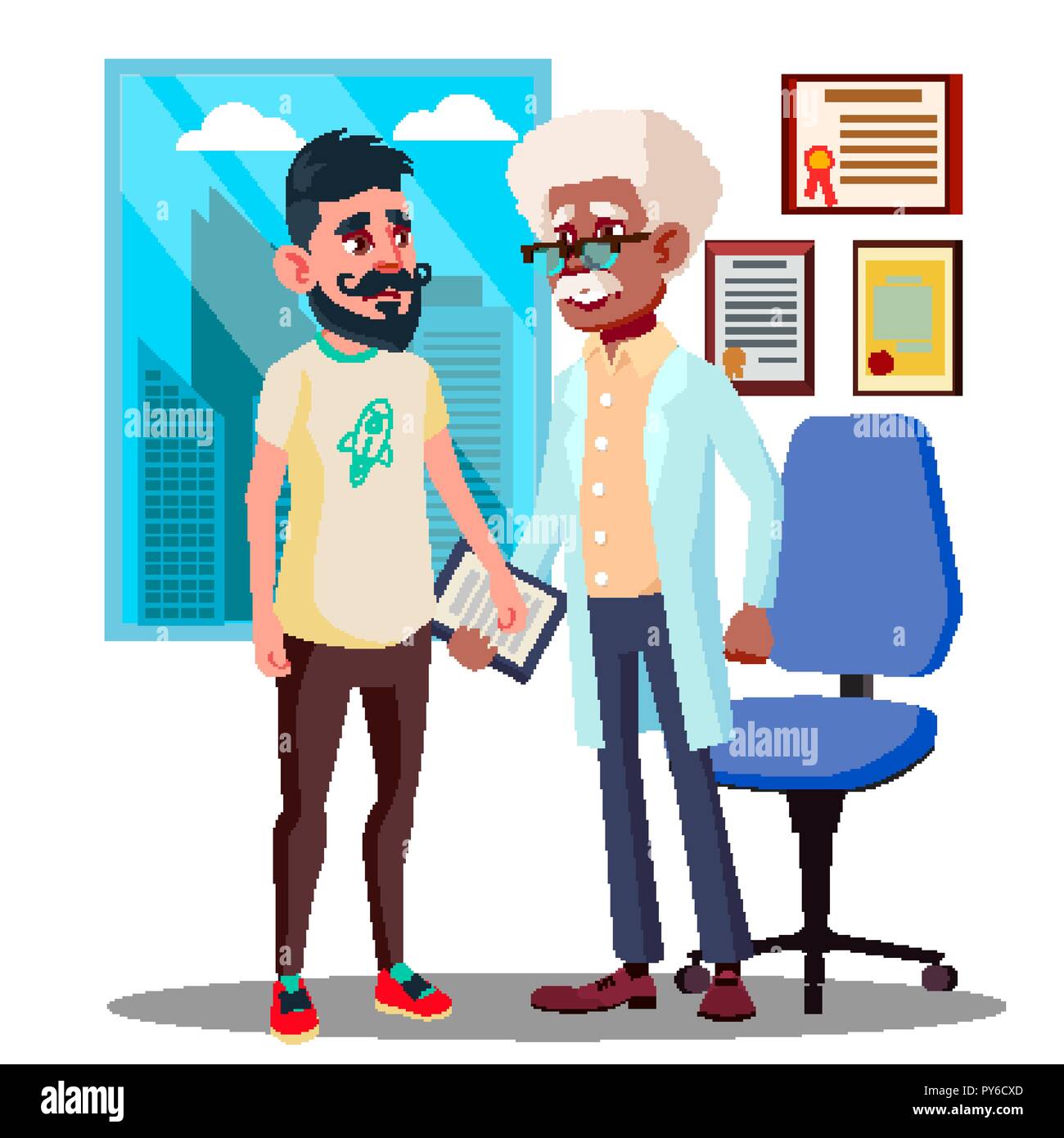 Sad Teenager Visiting Doctor Vector. Isolated Illustration Stock Vector ...