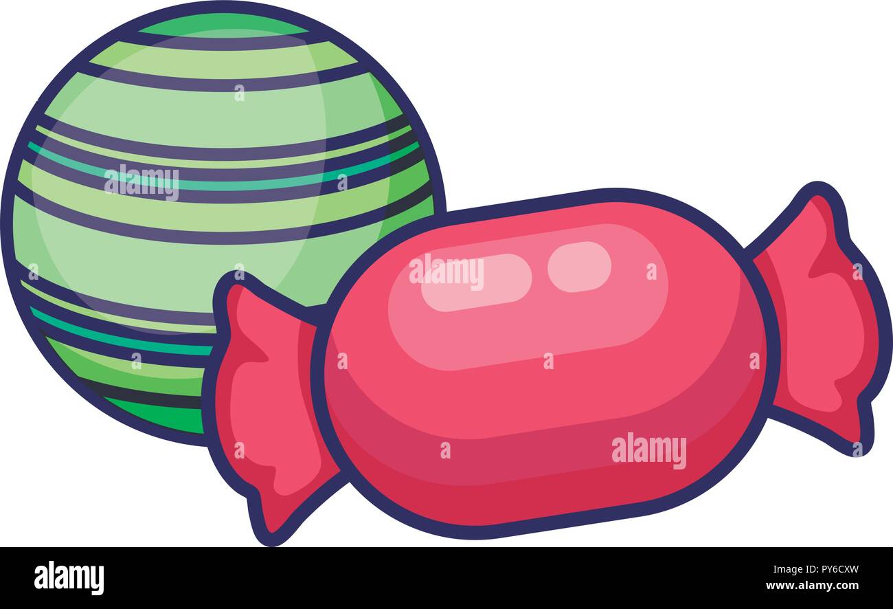 round candy and candy over white background, colorful design. vector ...