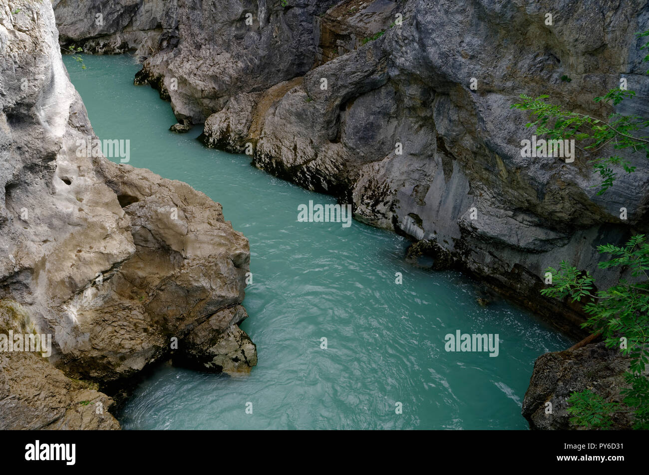 Füssen: Gorge below Lechfall (Lech falls), Ostallgäu District, Allgäu ...