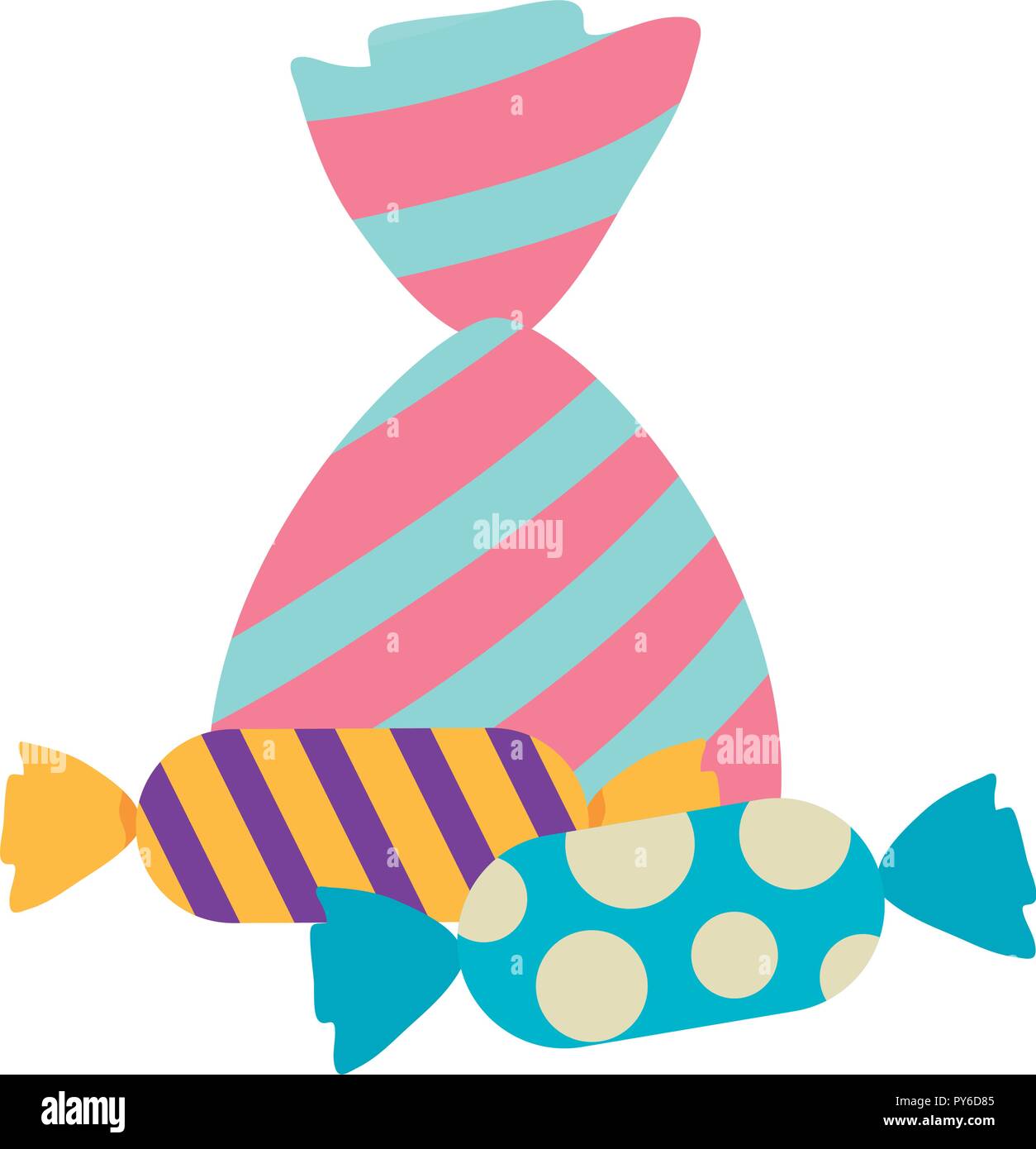 candy bag and candies over white background, colorful design. vector ...