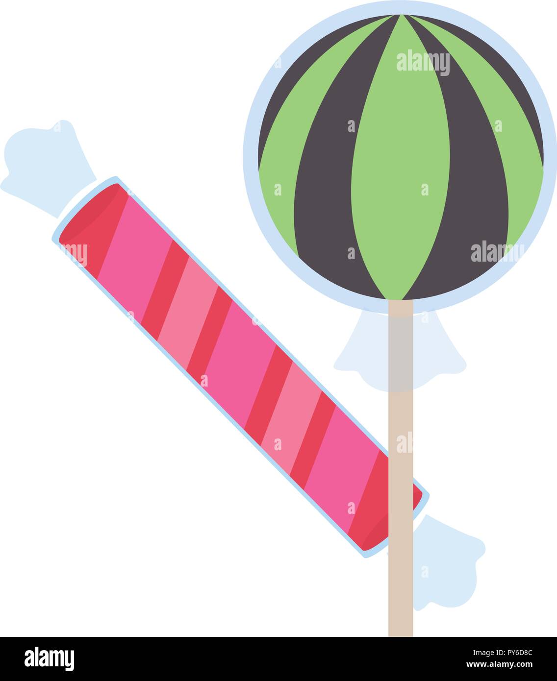 sweet lollipop and candy stick over white background, colorful design ...
