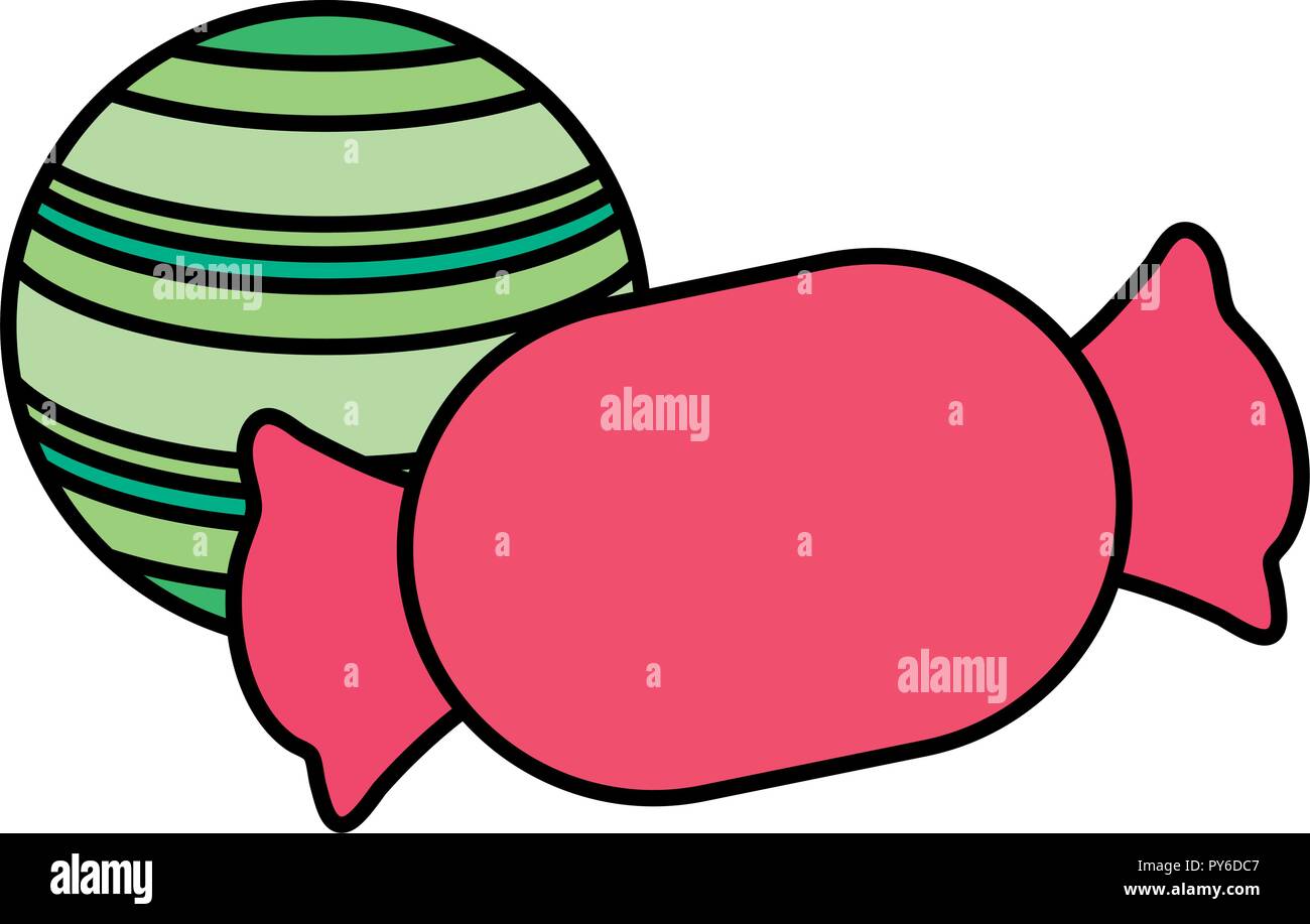 round candy and candy over white background, colorful design. vector ...