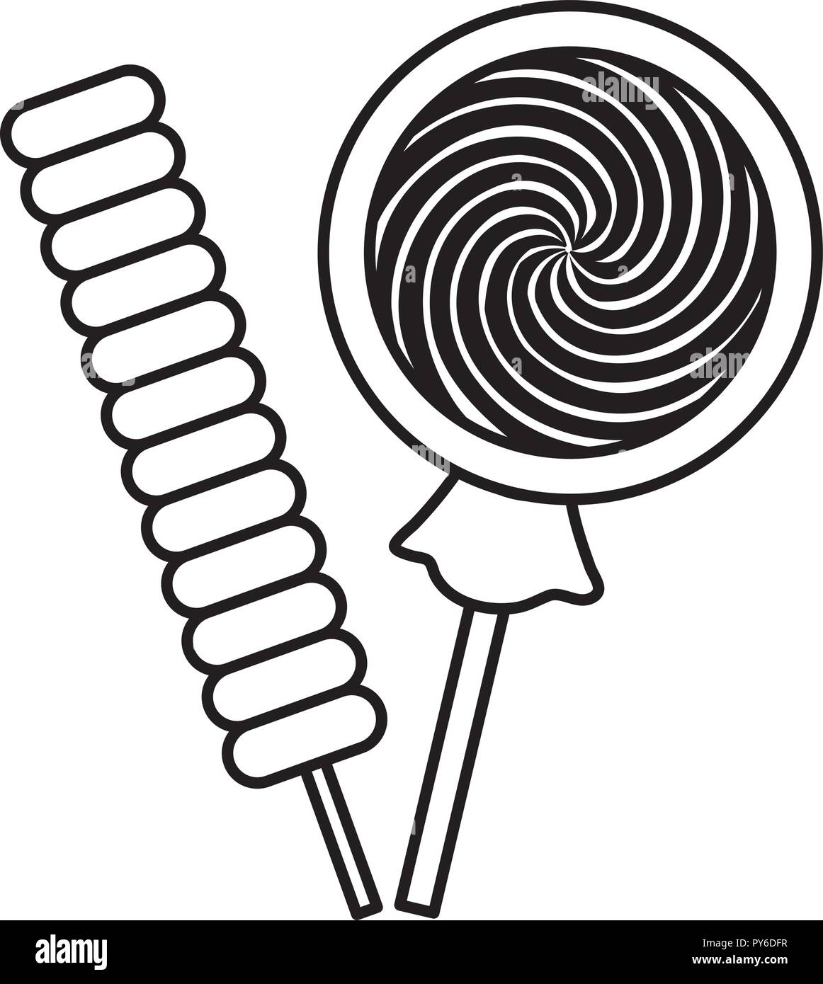sweet lollipop and candy stick over white background, colorful design ...