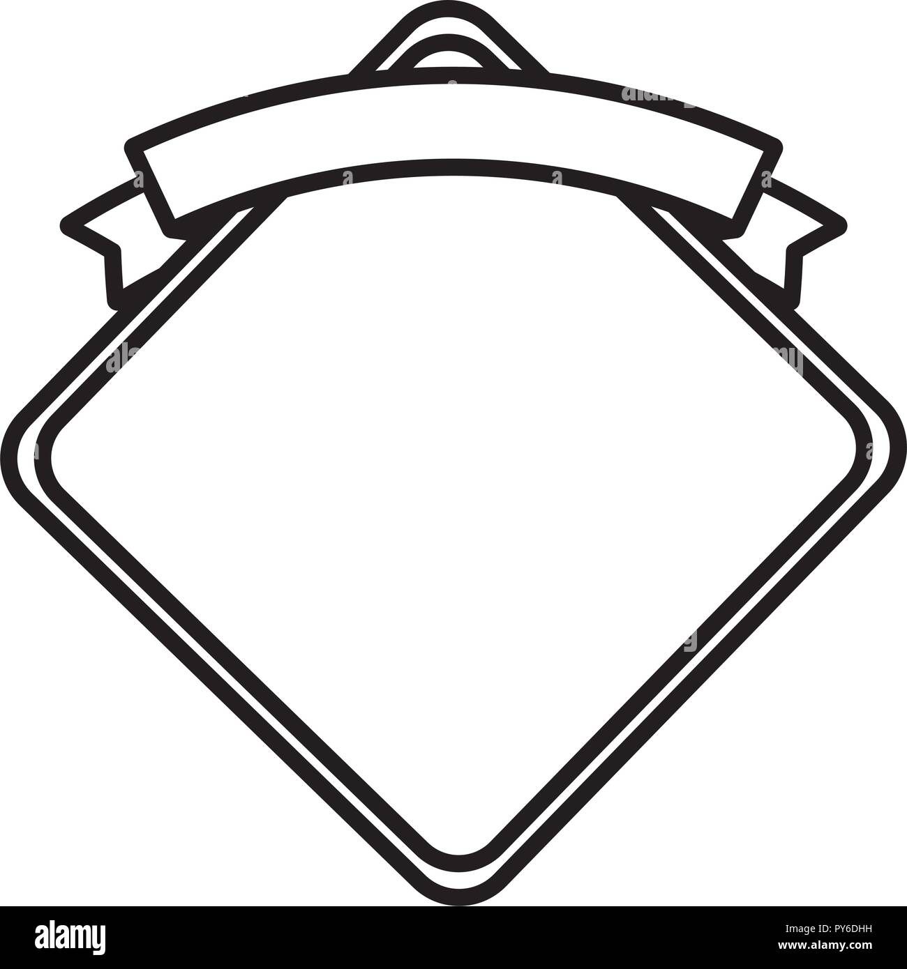 decorative rhombus and ribbon over white background, vector ...