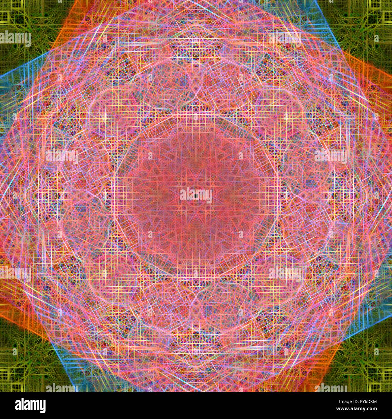 A colorful and vivid image with abstract Sacred Geometry. A psychedelic ...