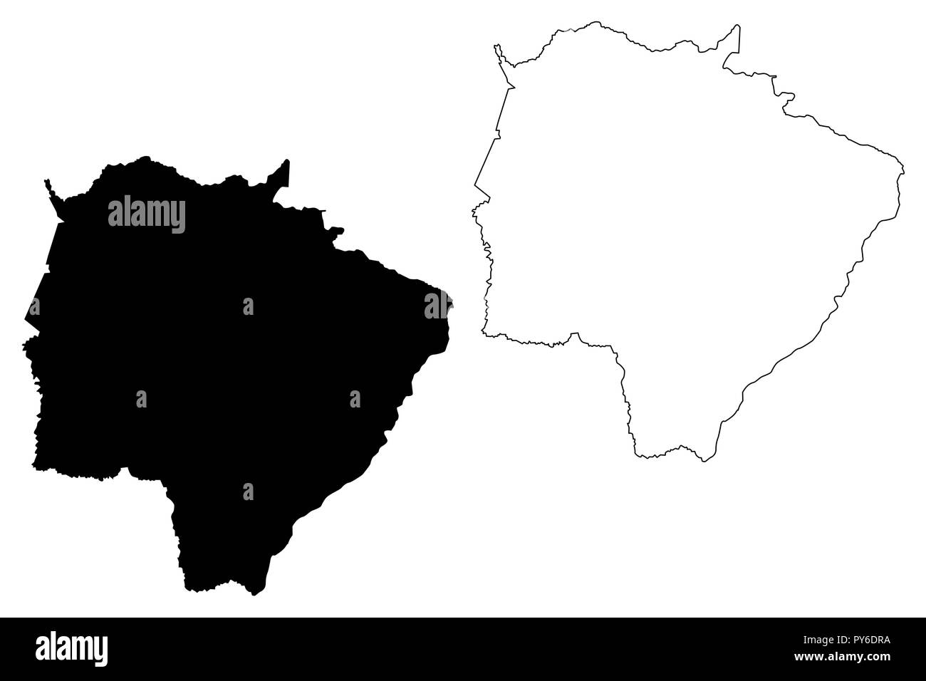 Mato Grosso do Sul (Region of Brazil, Federated state, Federative Republic of Brazil) map vector ...
