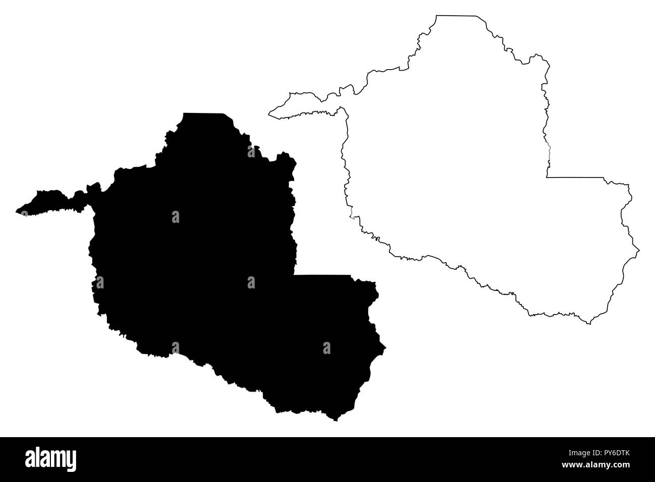 Rondonia (Region of Brazil, Federated state, Federative Republic of Brazil) map vector ...