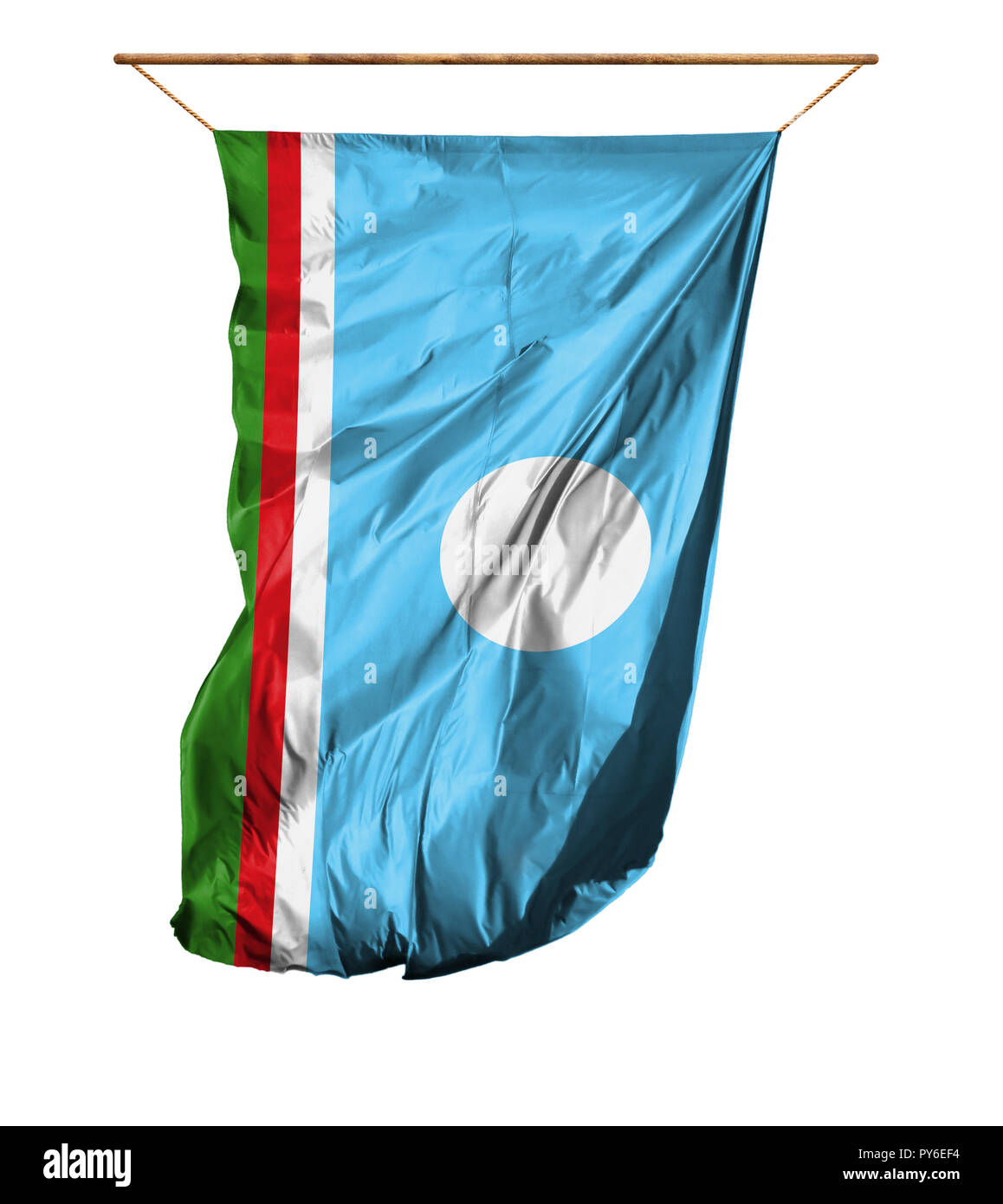 Flag of Sakha Republic. Vertical flag.Isolated on a white background ...