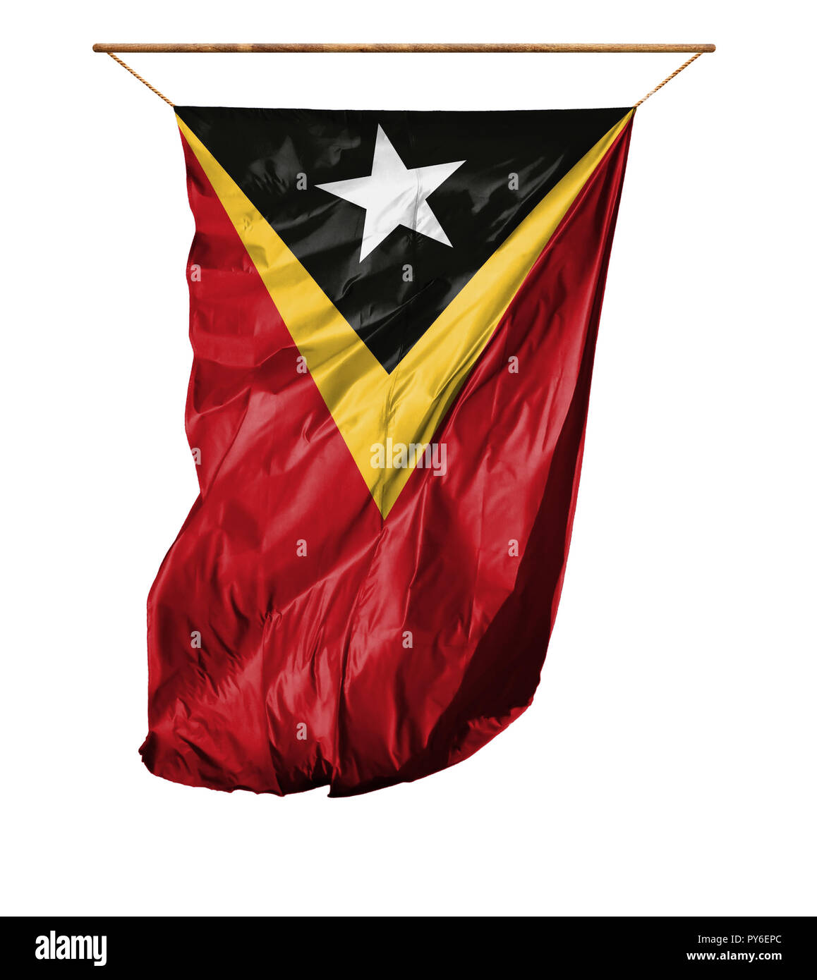 Flag of East Timor. Vertical flag.Isolated on a white background Stock ...