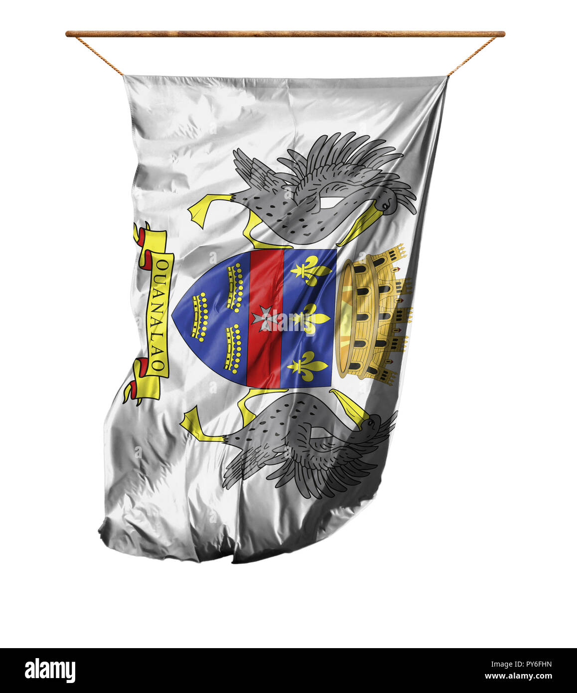 Flag of Saint Barthelemy. Vertical flag.Isolated on a white background ...