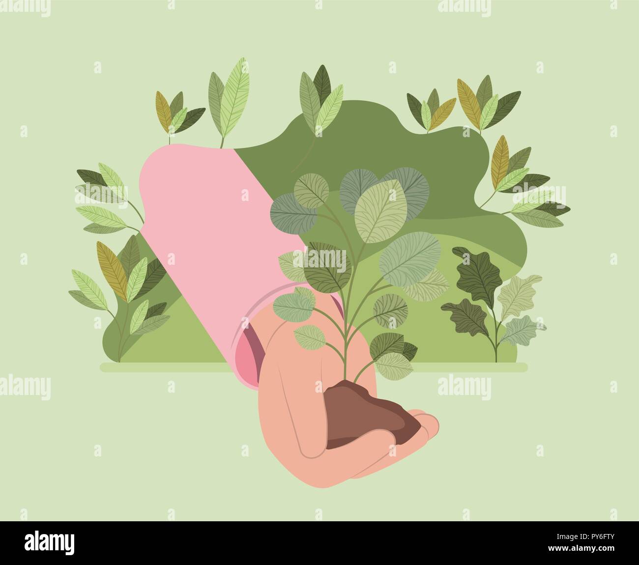 hand lifting tree plant Stock Vector Image & Art - Alamy