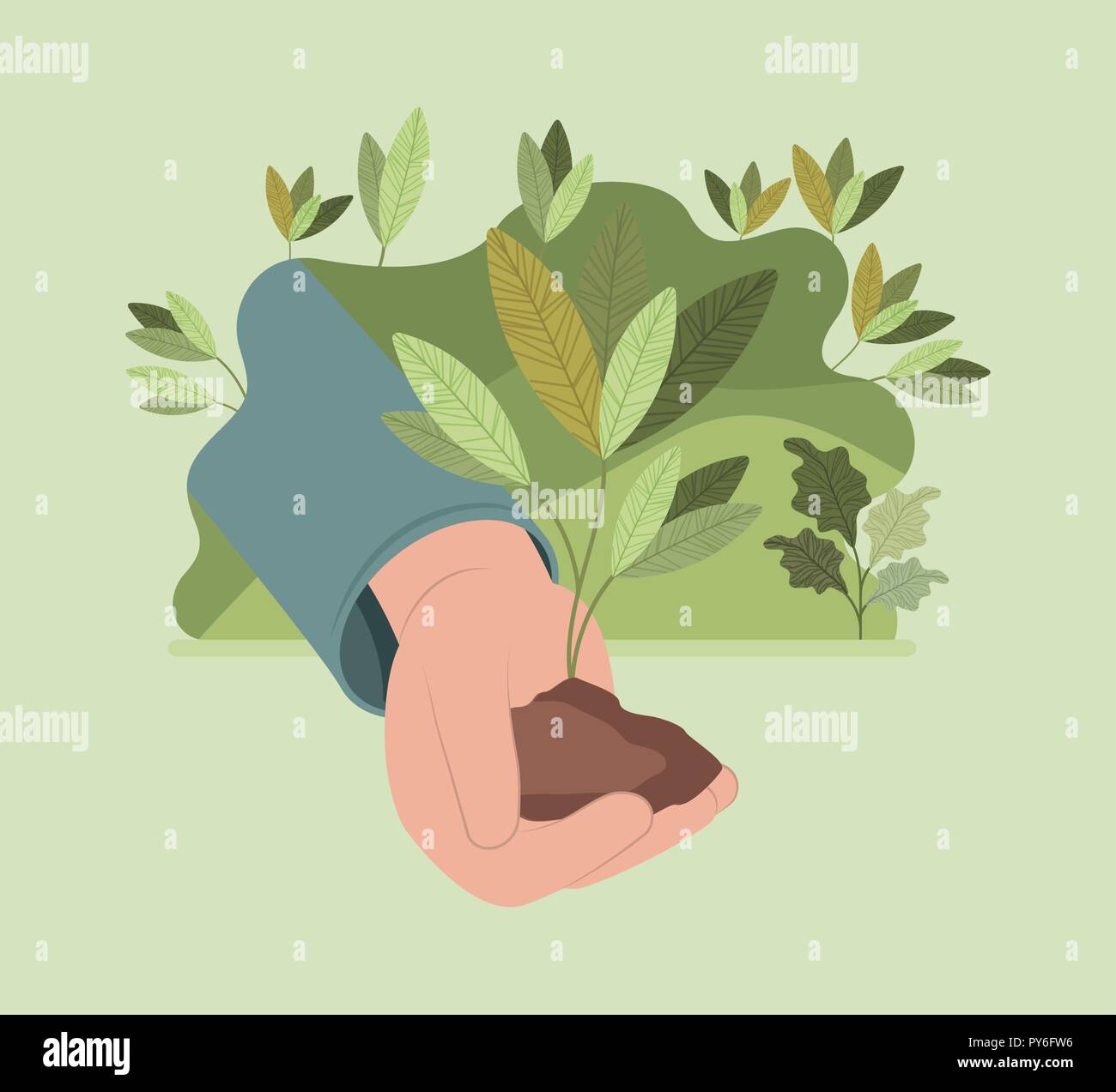 hand lifting tree plant Stock Vector Image & Art - Alamy