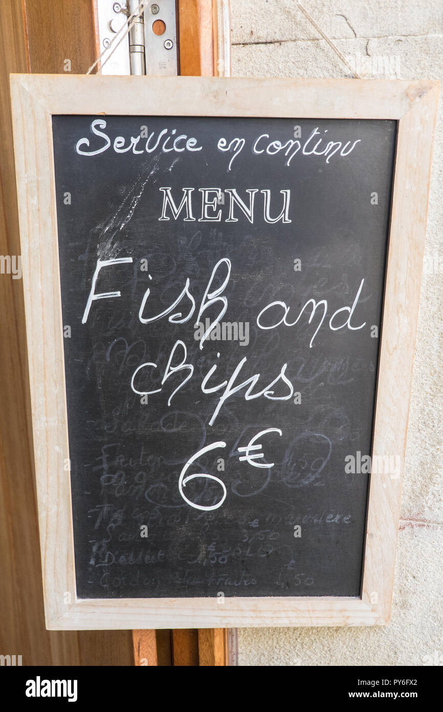 Fish and Chips,English,language,menu,sign,signage,at,restaurant,in ...