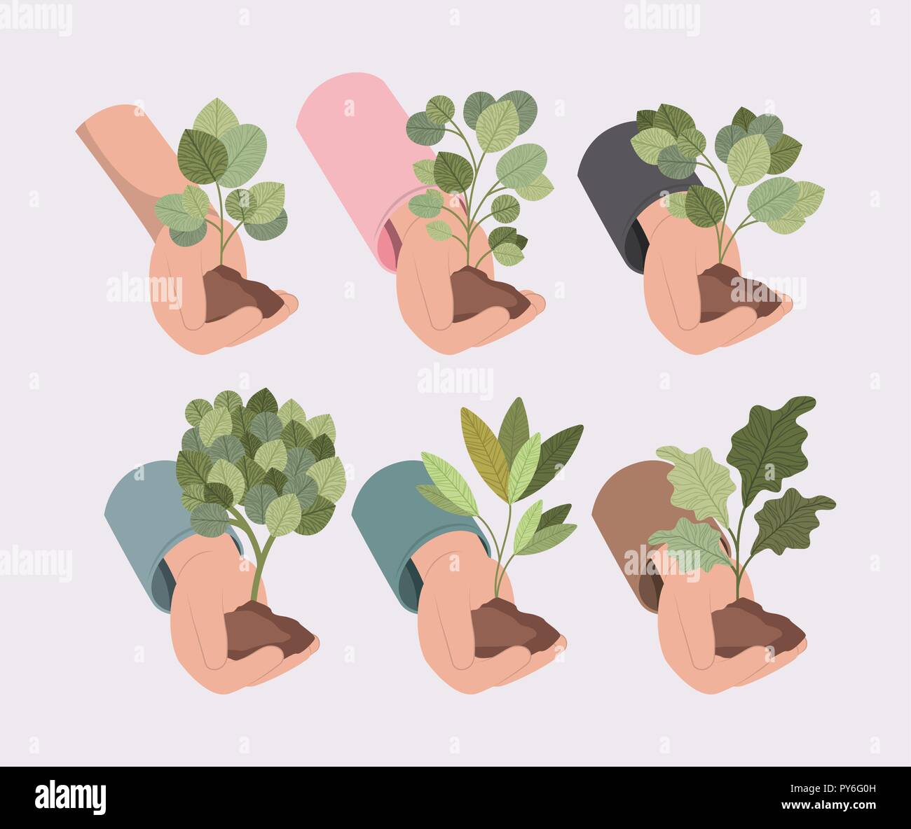 set hands lifting trees plants Stock Vector Image & Art - Alamy