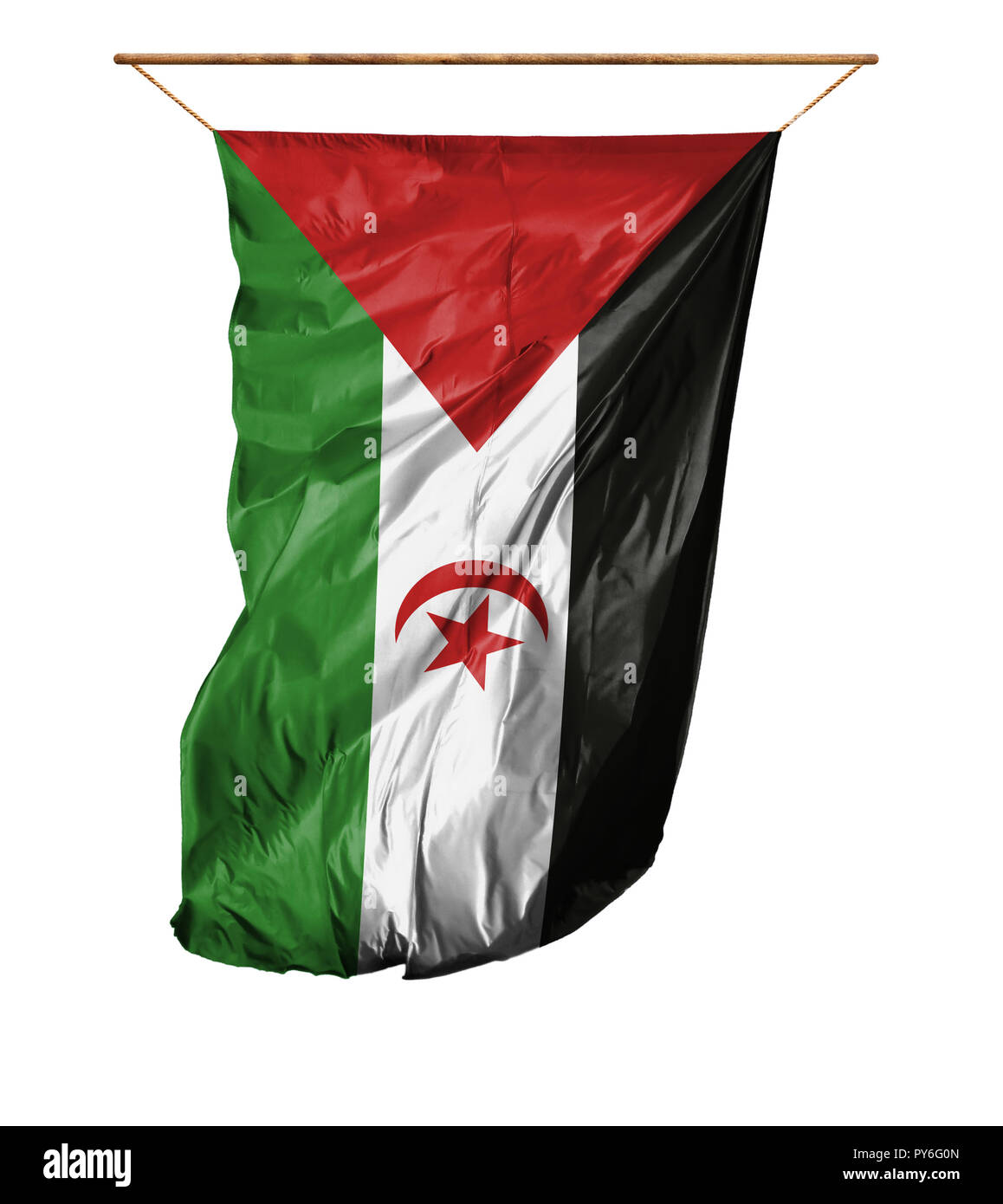 Flag of Western Sahara. Vertical flag.Isolated on a white background ...