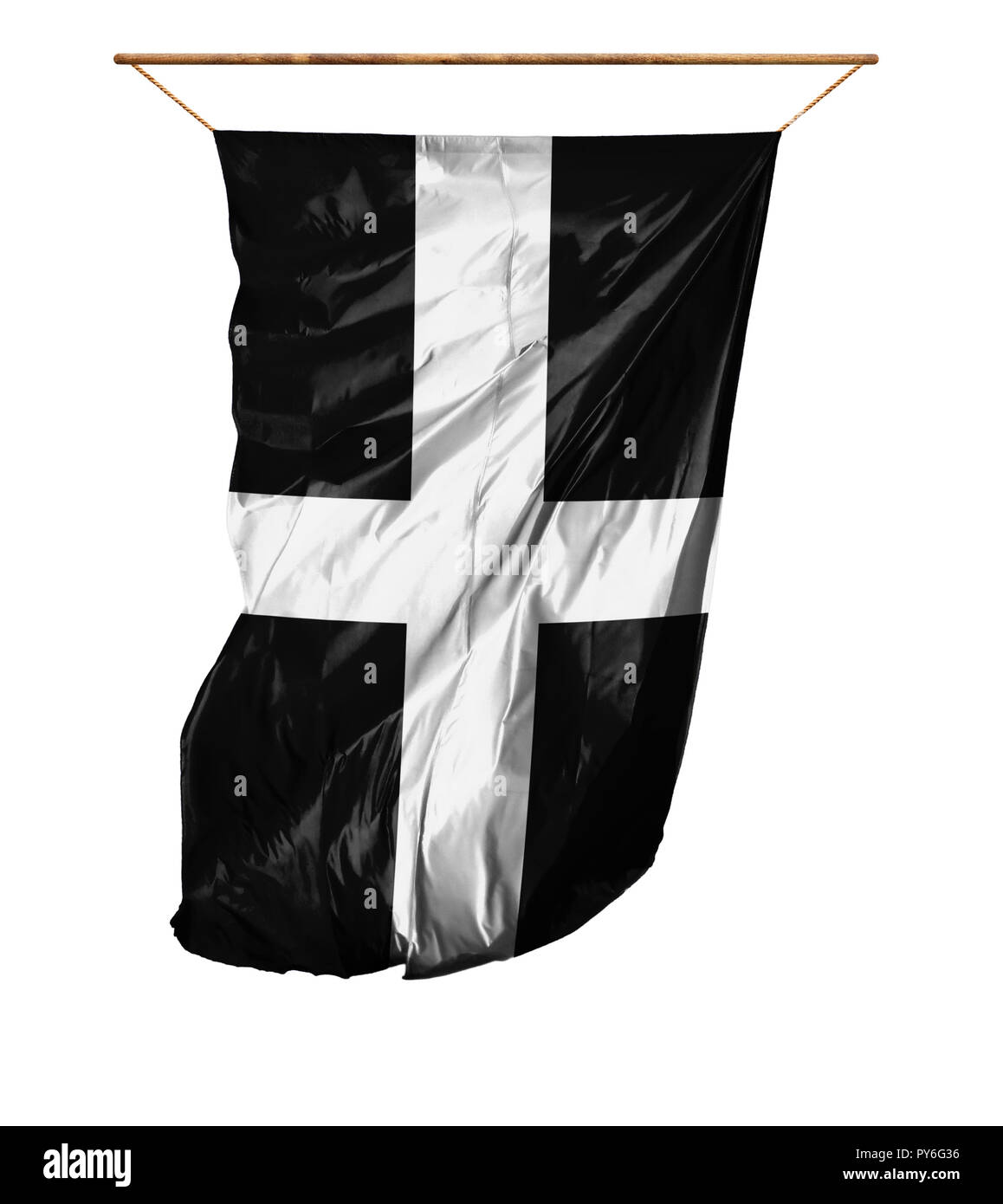 Flag of St Piran. Vertical flag.Isolated on a white background Stock ...