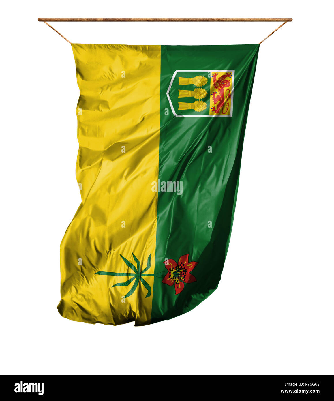 Flag of Saskatchewan. Vertical flag.Isolated on a white background ...