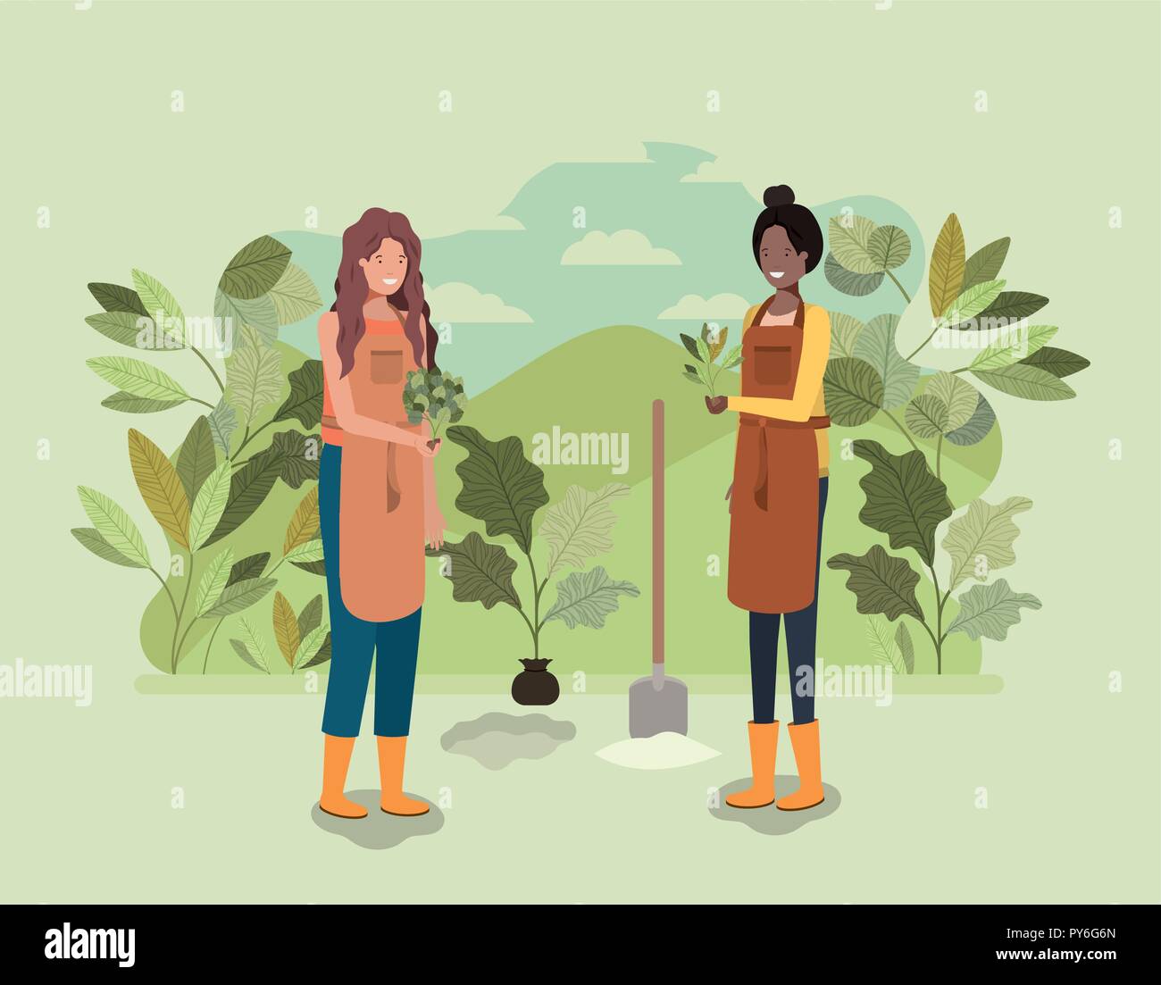 Forestry planting Stock Vector Images - Alamy