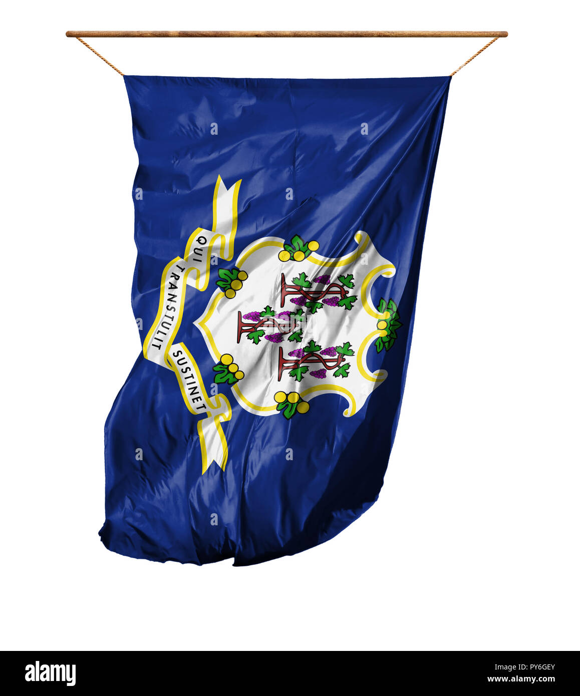 Flag State of Connecticut. Vertical flag.Isolated on a white background ...