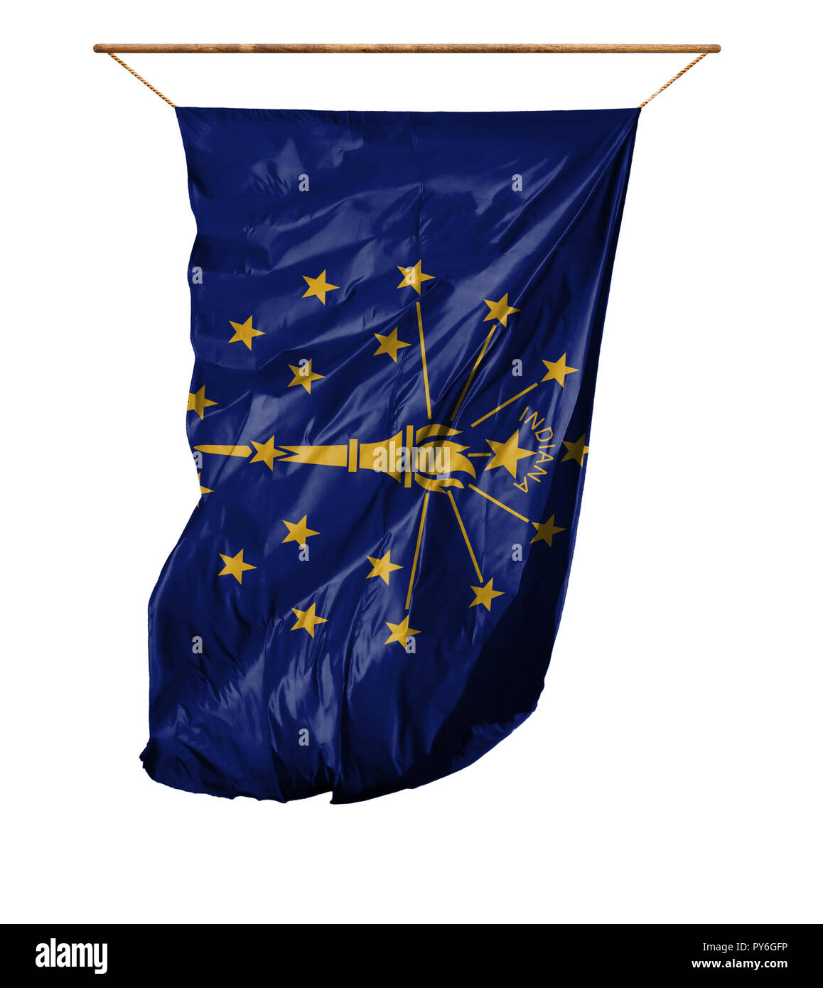 Flag State of Indiana. Vertical flag.Isolated on a white background ...