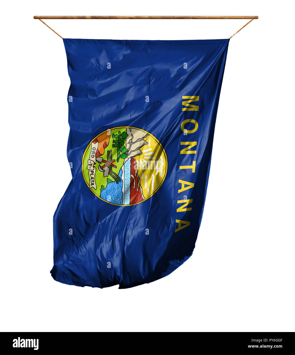 Flag State of Montana. Vertical flag.Isolated on a white background ...