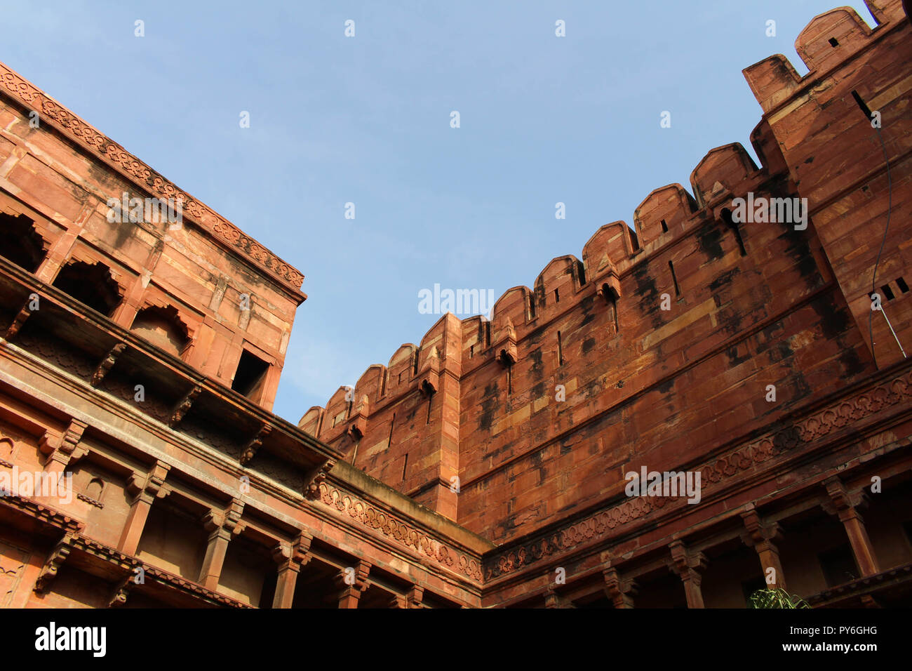 The magnificent detail of architecture inside the complex of Agra Fort ...