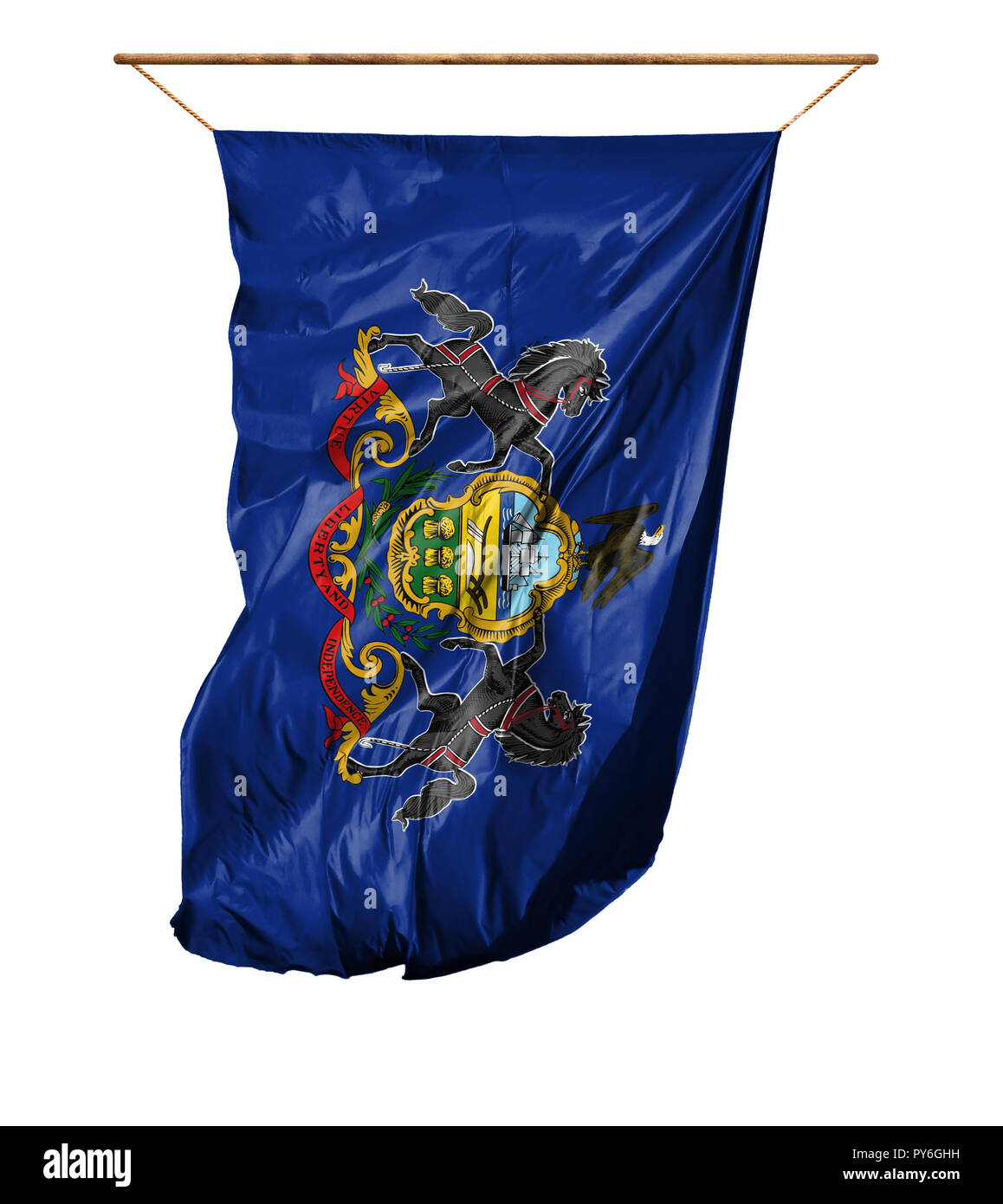 Flag State of Pennsylvania. Vertical flag.Isolated on a white ...