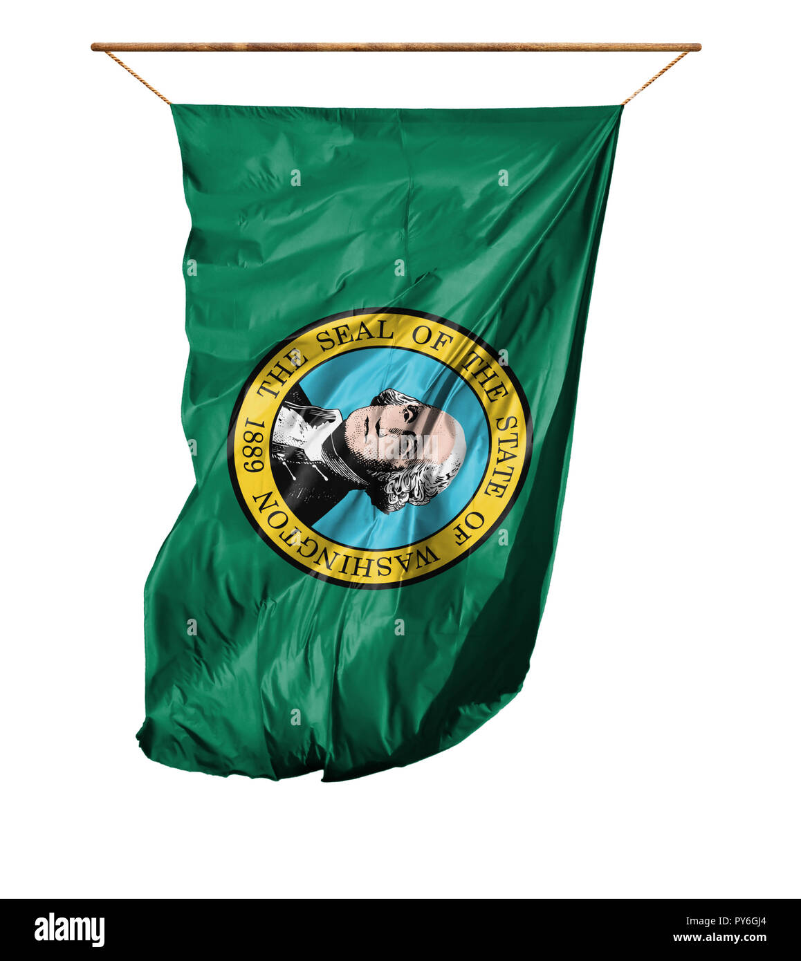 Flag State of Washington. Vertical flag.Isolated on a white background ...