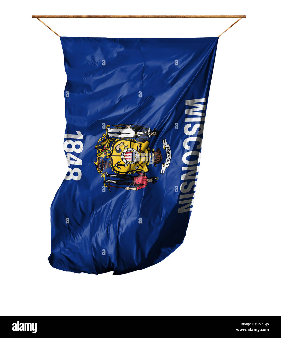 Flag State of Wisconsin. Vertical flag.Isolated on a white background ...